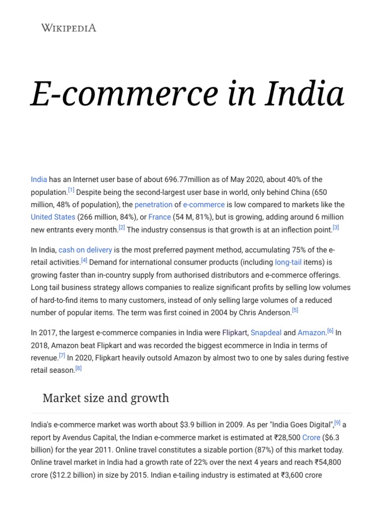 E-Commerce in India - Wikipedia | PDF | Market (Economics) | Companies