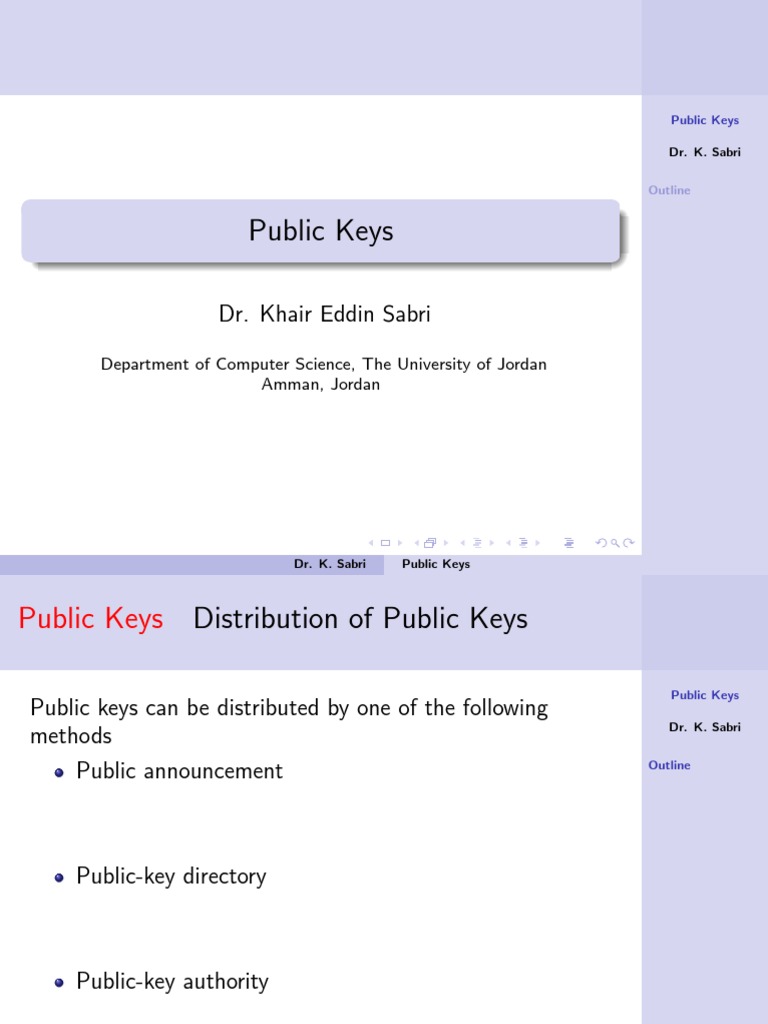 Public Keys: Dr. Khair Eddin Sabri | PDF | Public Key Cryptography ...