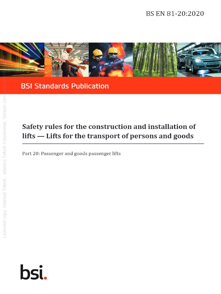 PDF Download BS EN 81-20 - 2020 Safety Rules For The Construction and ...