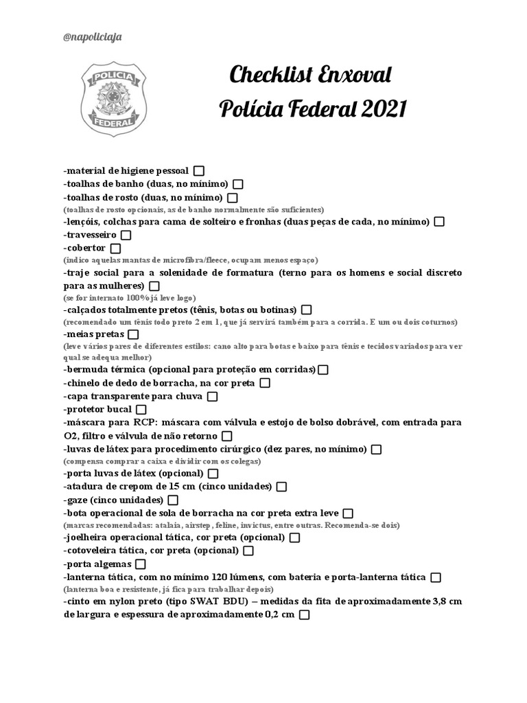 NOVO Checklist Enxoval PF 2021 | PDF | Notebook