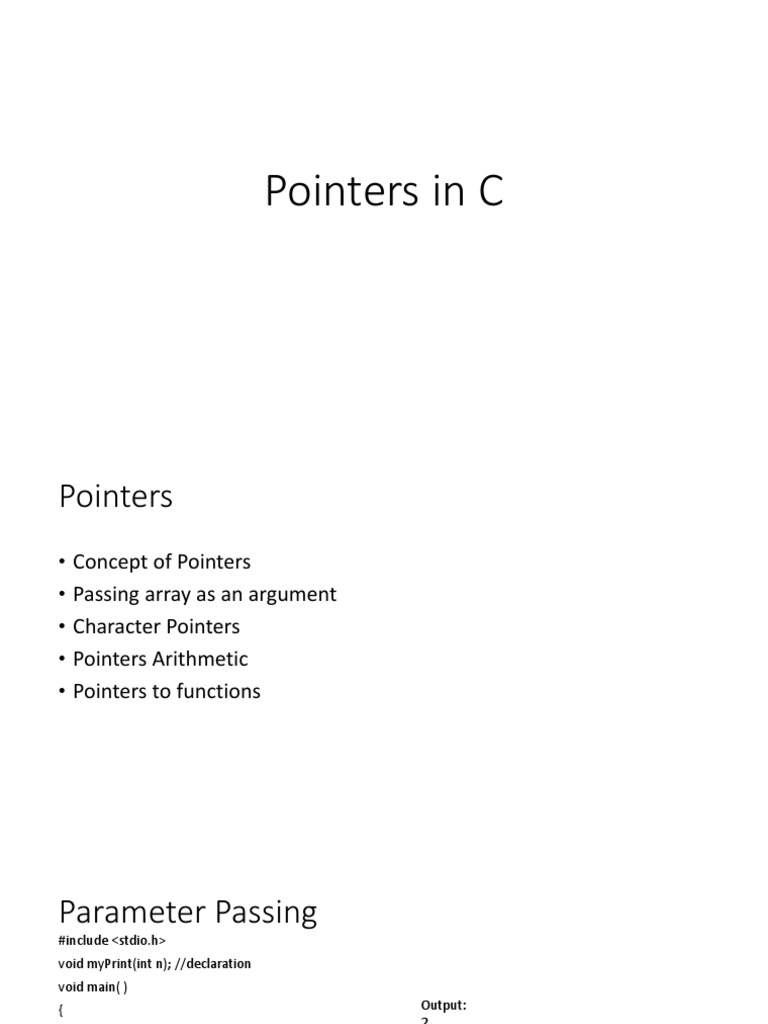 Pointers In C Pdf Pointer Computer Programming Parameter Computer Programming