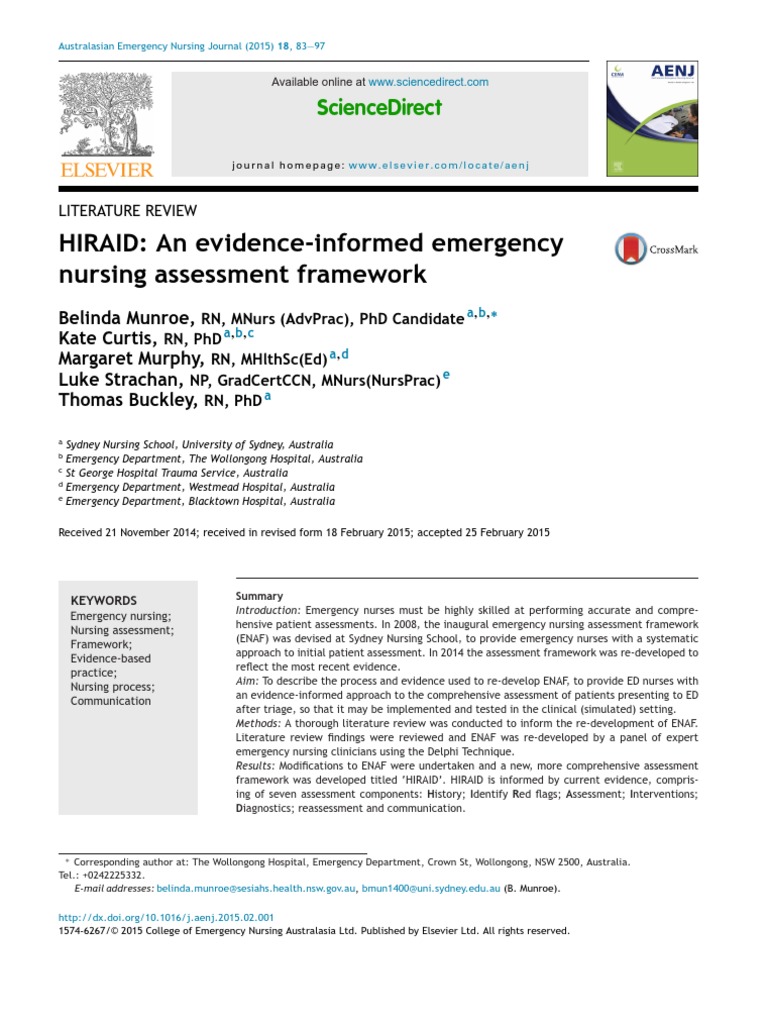 HIRAID - An Evidence-Informed Emergency Nursing Assessment Framework ...