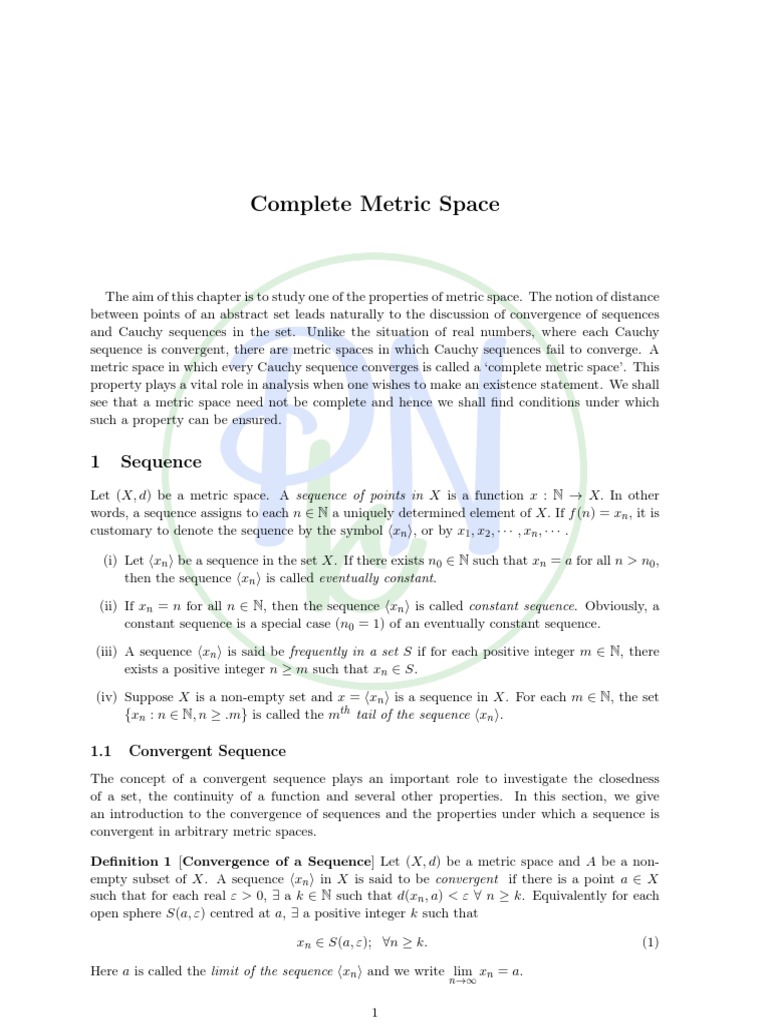 Complete Metric Spaces Explained | PDF | Sequence | Metric Space