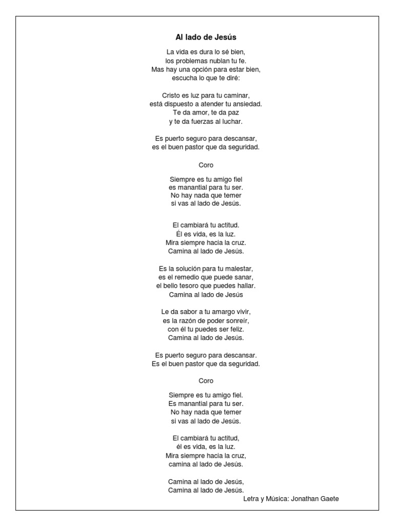 Al Lado de Jesús-Letra | PDF