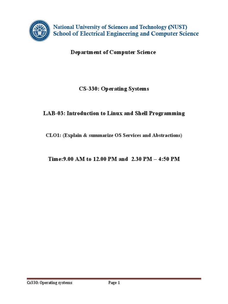 Lab03 - Introduction To Shell Programming | PDF | Shell (Computing) | Linux