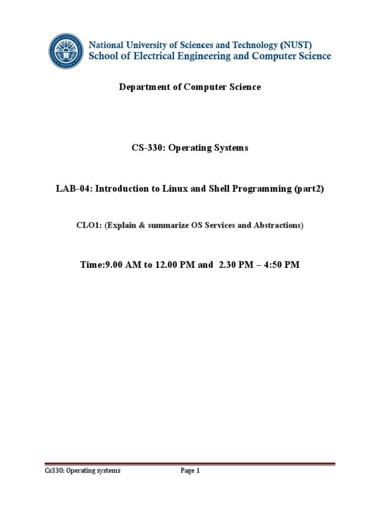 Lab04 Introduction To Shell Programming Pdf Shell Computing Operating System