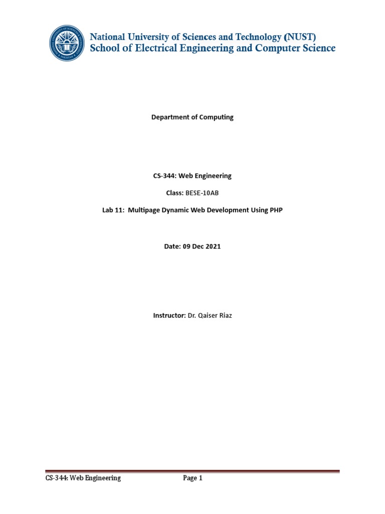 Department of Computing: CS-344: Web Engineering | PDF | World Wide Web | Internet & Web