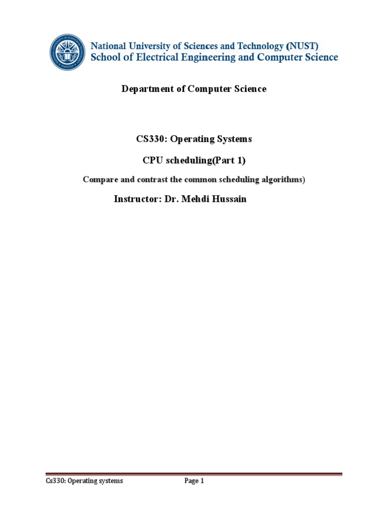 Department of Computer Science: Compare and Contrast The Common ...