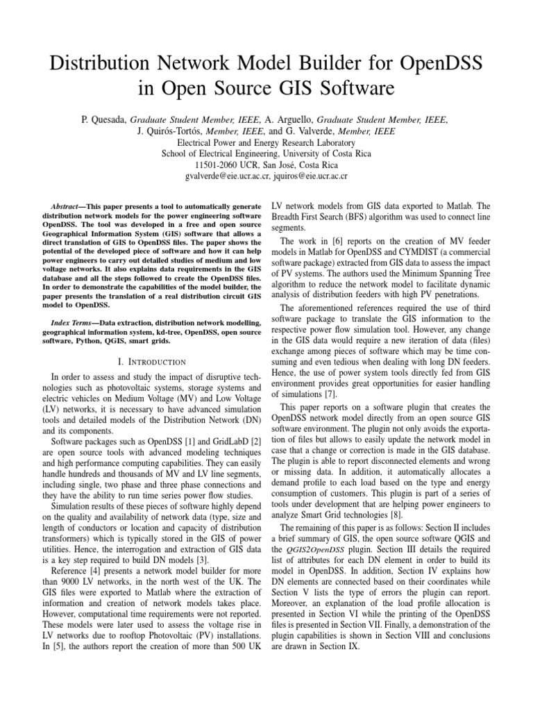 Distribution Network Model Builder For OpenDSS in Open Source GIS ...