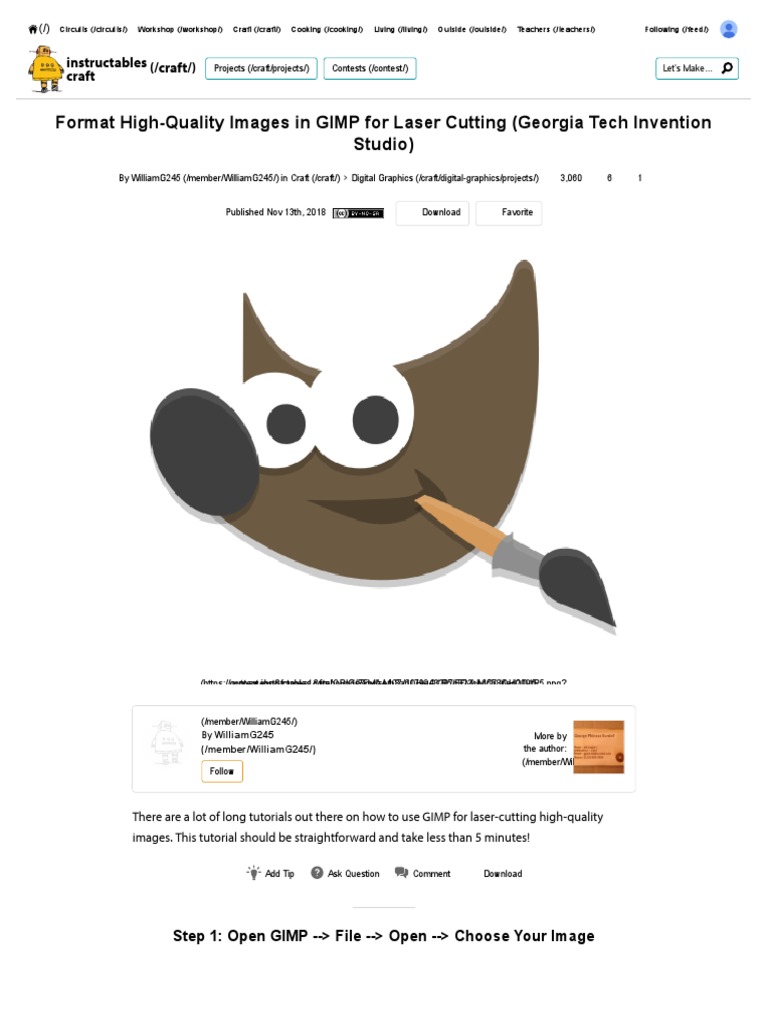 Format High-Quality Images in GIMP For Laser Cutting (Georgia Tech ...