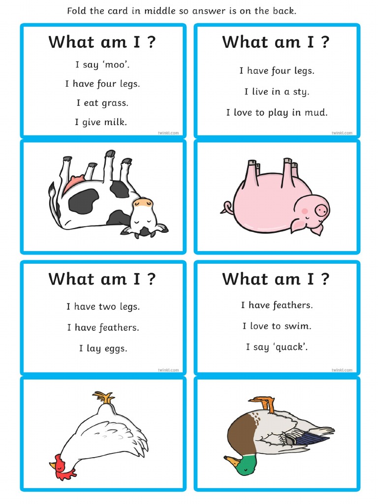 T S 3434 r7960 What Am I Farm Animals Guessing Game Ver 3 | PDF