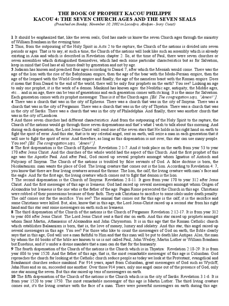 The Seven Church Ages and Their Corresponding Prophetic Messengers ...
