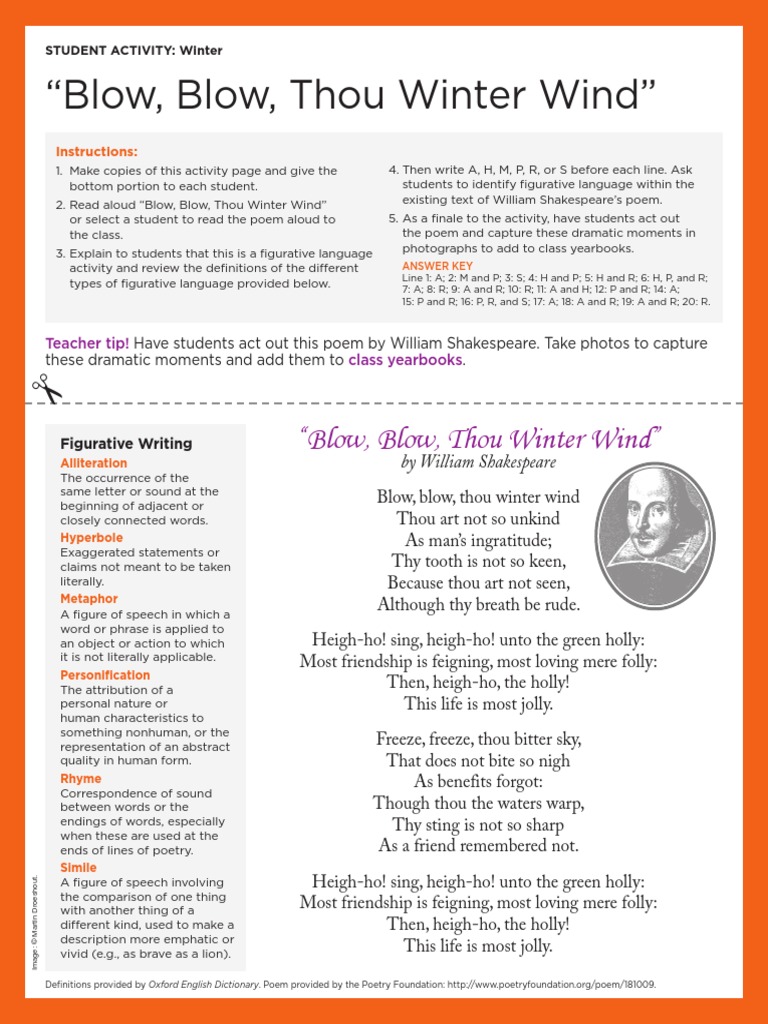 Blow, Blow, Thou Winter Wind | PDF | Poetry | Writing