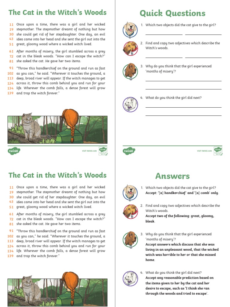 Quick Questions: The Cat in The Witch's Woods | PDF