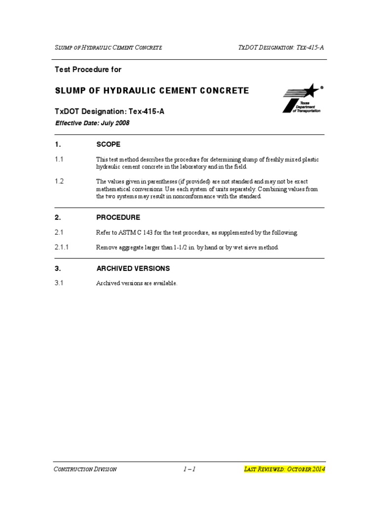 Slump of Hydraulic Cement Concrete | PDF