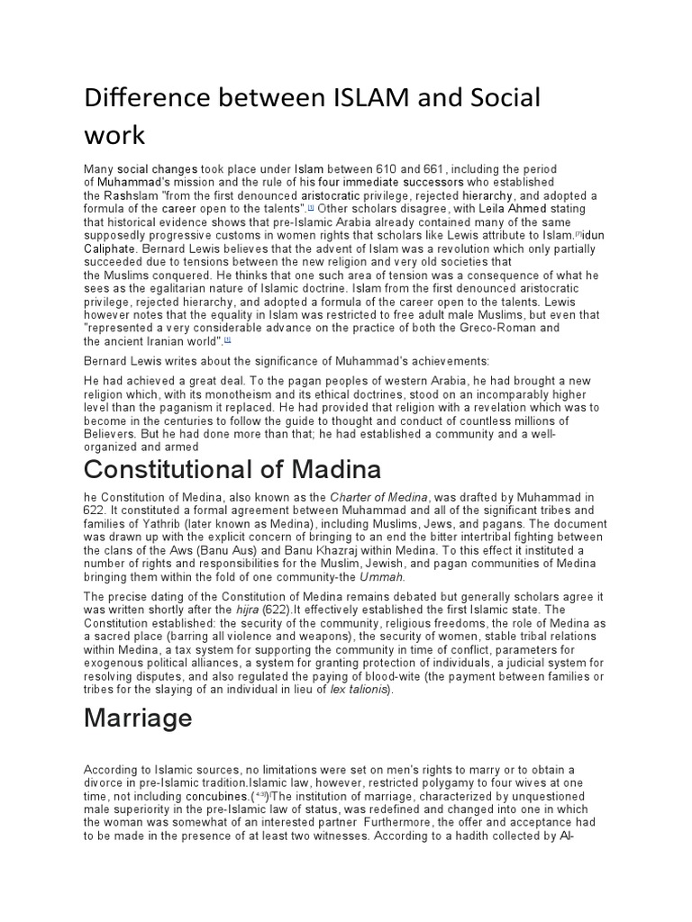 Difference Between ISLAM and Social Work | PDF | Medina | Abrahamic ...