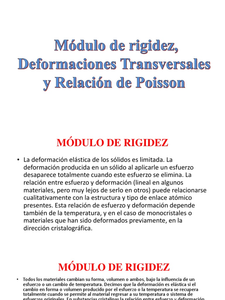 Módulo de rigidez y deformación elástica | PDF | Elasticidad (Física ...