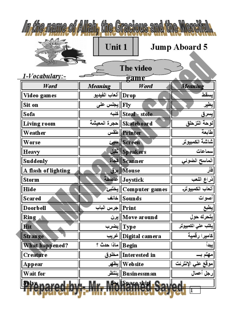 Jump Aboard: Video Game Vocabulary | PDF | Verb | Linguistics
