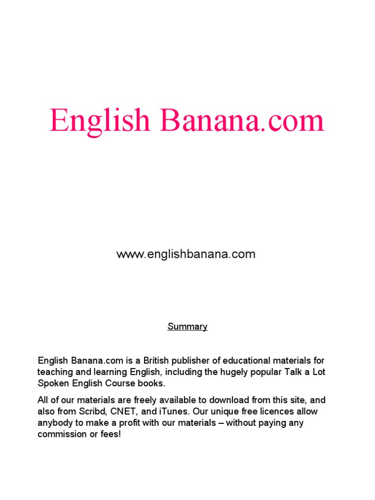 Introduction To English Banana Com | PDF | License | Teachers