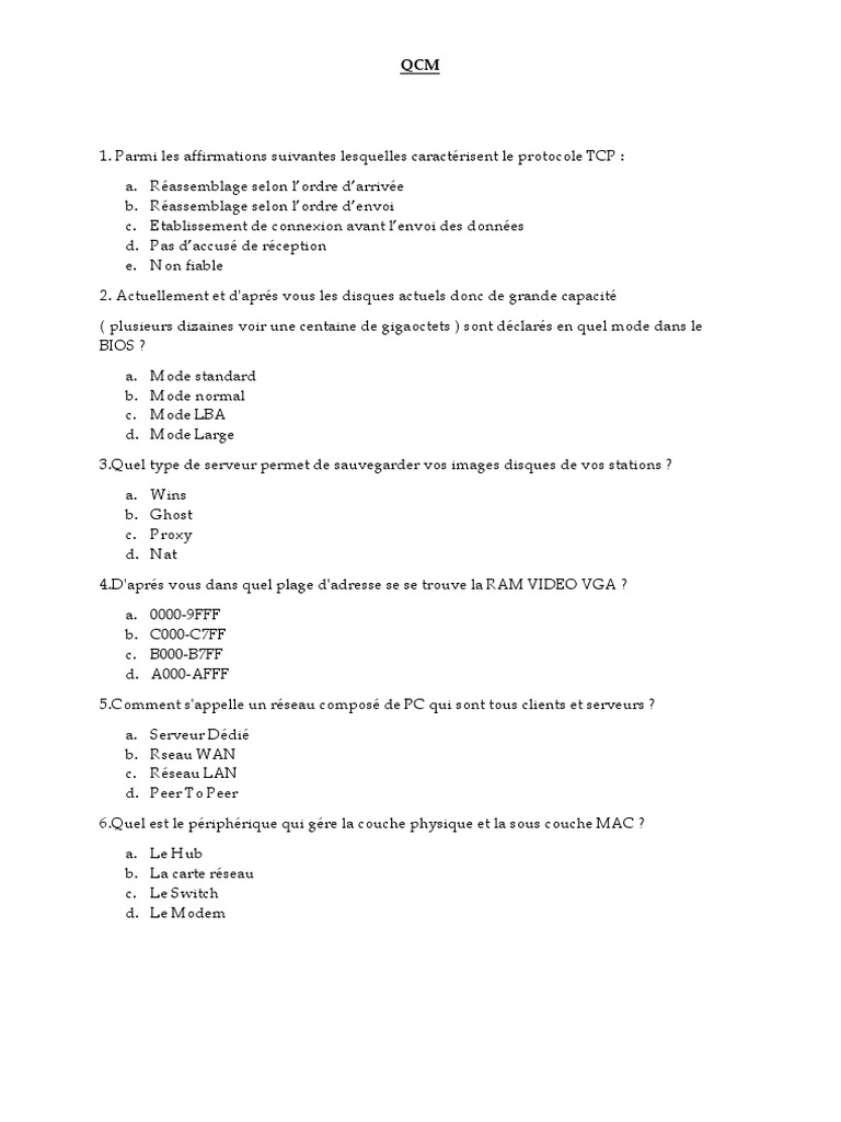 QCM | PDF | Logiciel espion | Système d'exploitation