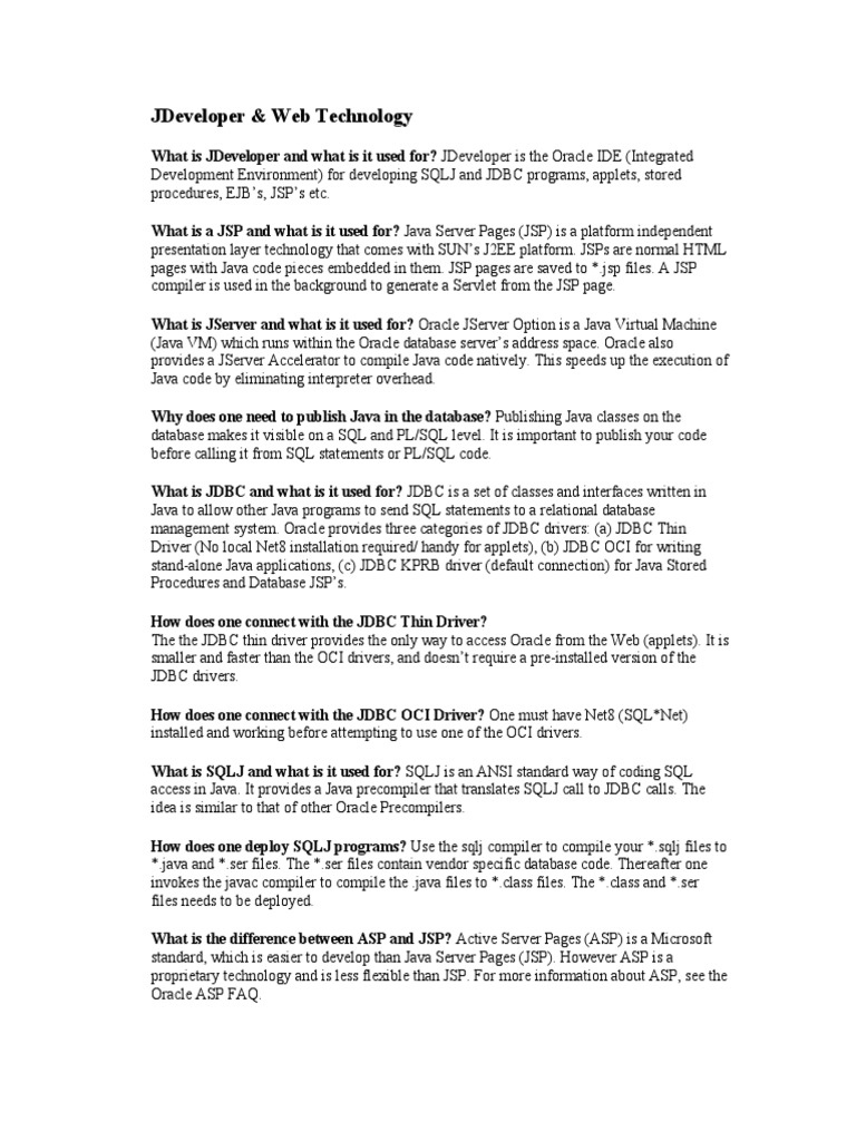 JDeveloper and OAF Interview Questions | PDF | Java (Programming Language) | Software Development