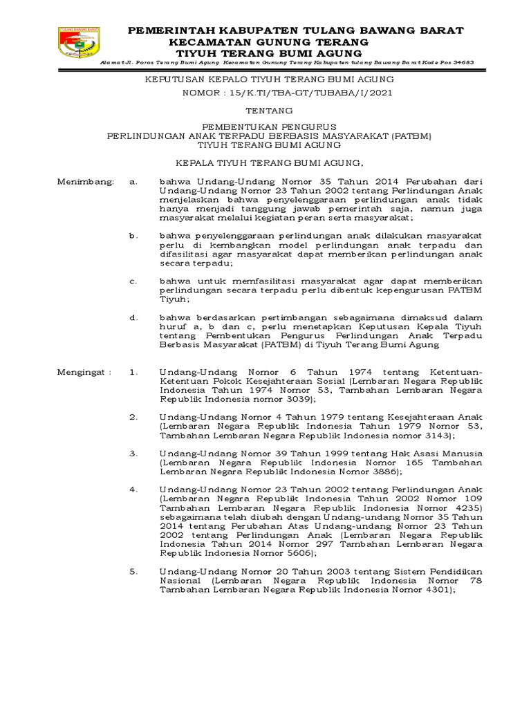 SK PATBM Terang Bumi Agung | PDF