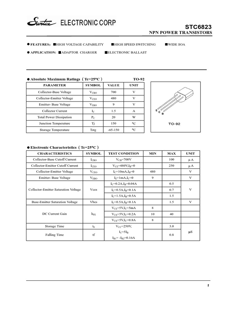 6823 Datasheet PDF | PDF | Bipolar Junction Transistor | Manufactured Goods