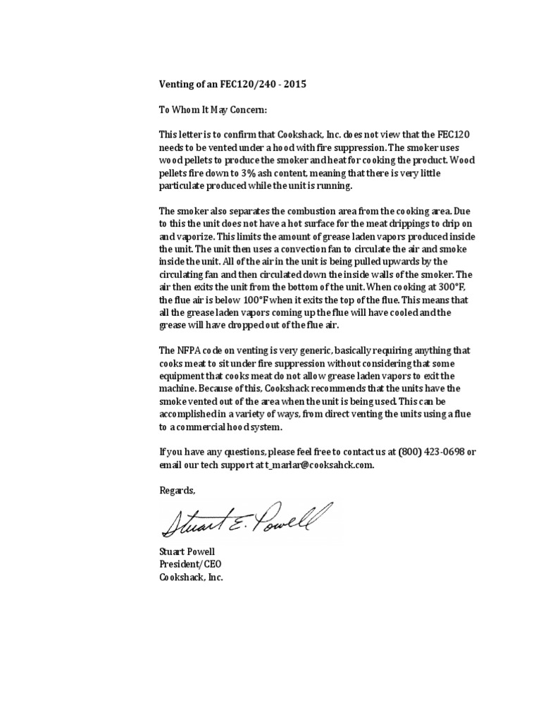 FEC120-FEC240 Venting Letter | PDF