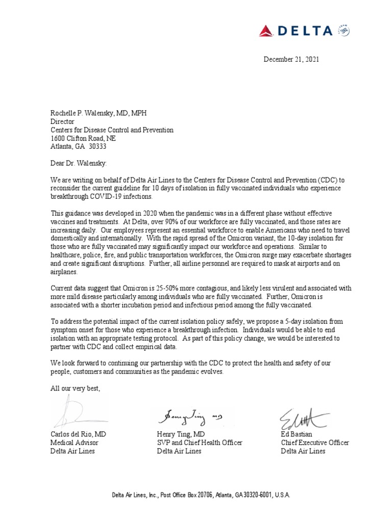 Delta Letter To CDC | PDF