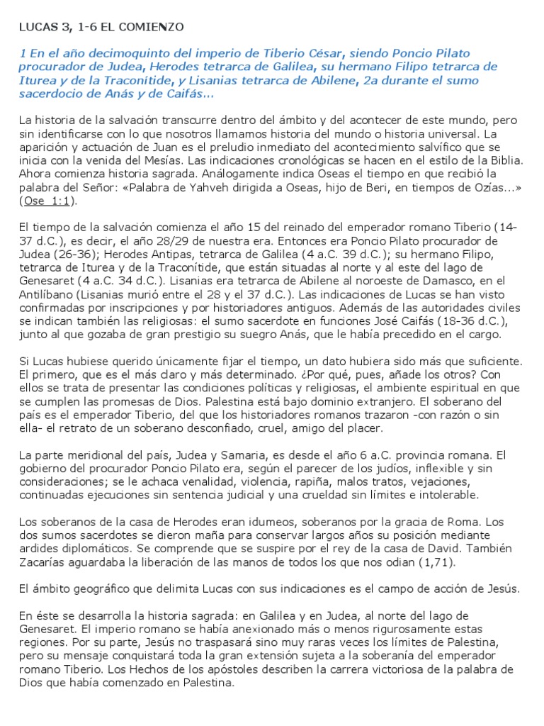 LUCAS 3, 1-6 - El Comienzo | PDF | Jesús | Salvación