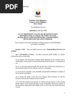 Full Text of RA 7719 | PDF | Blood Donation | Blood Transfusion