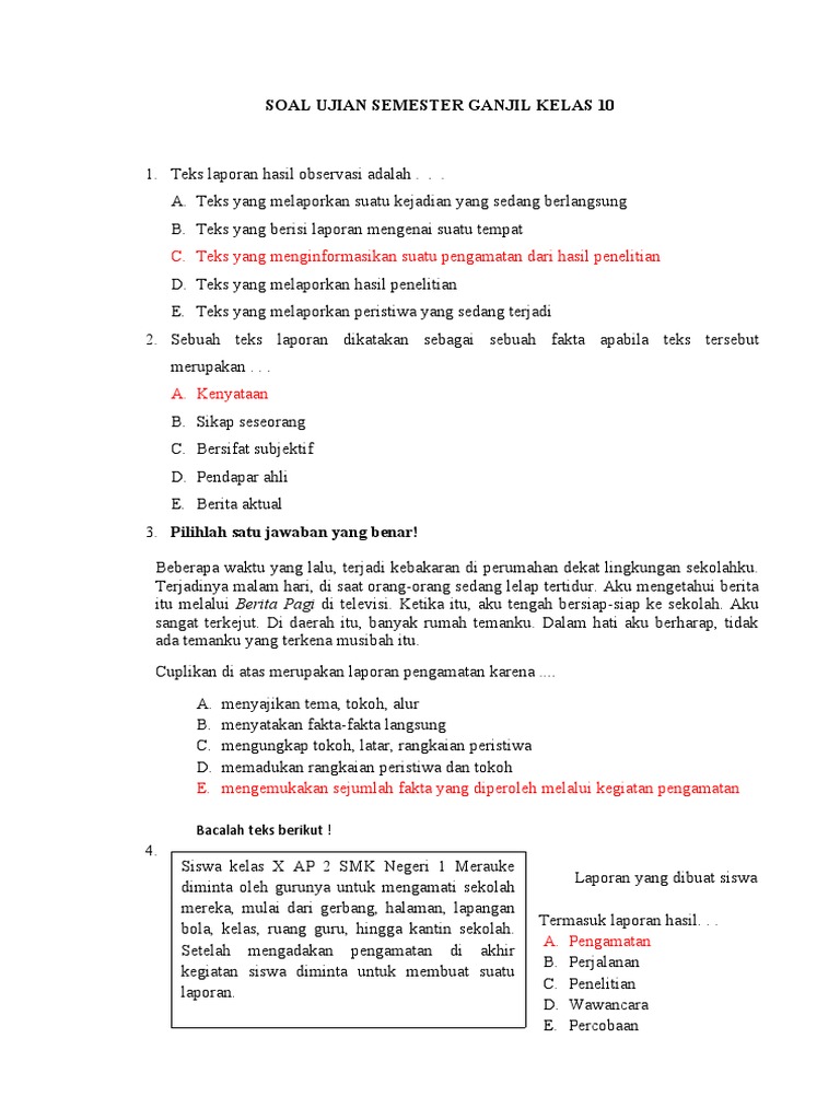 Soal Ujian Semester Ganjil | PDF