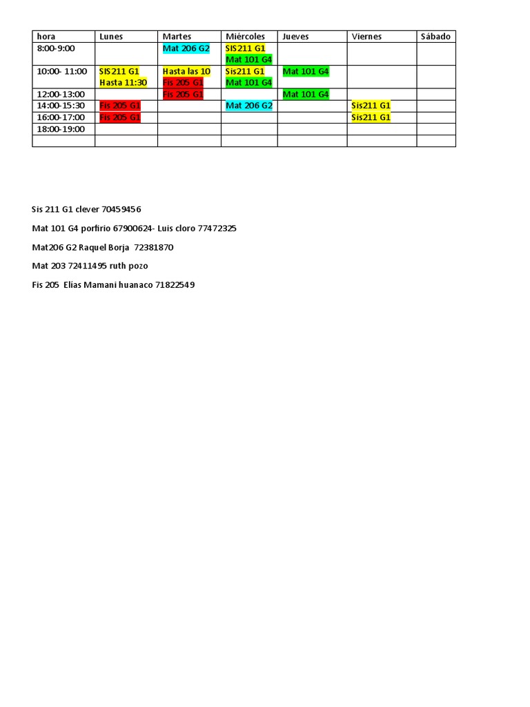 Horarios de Uatf | PDF