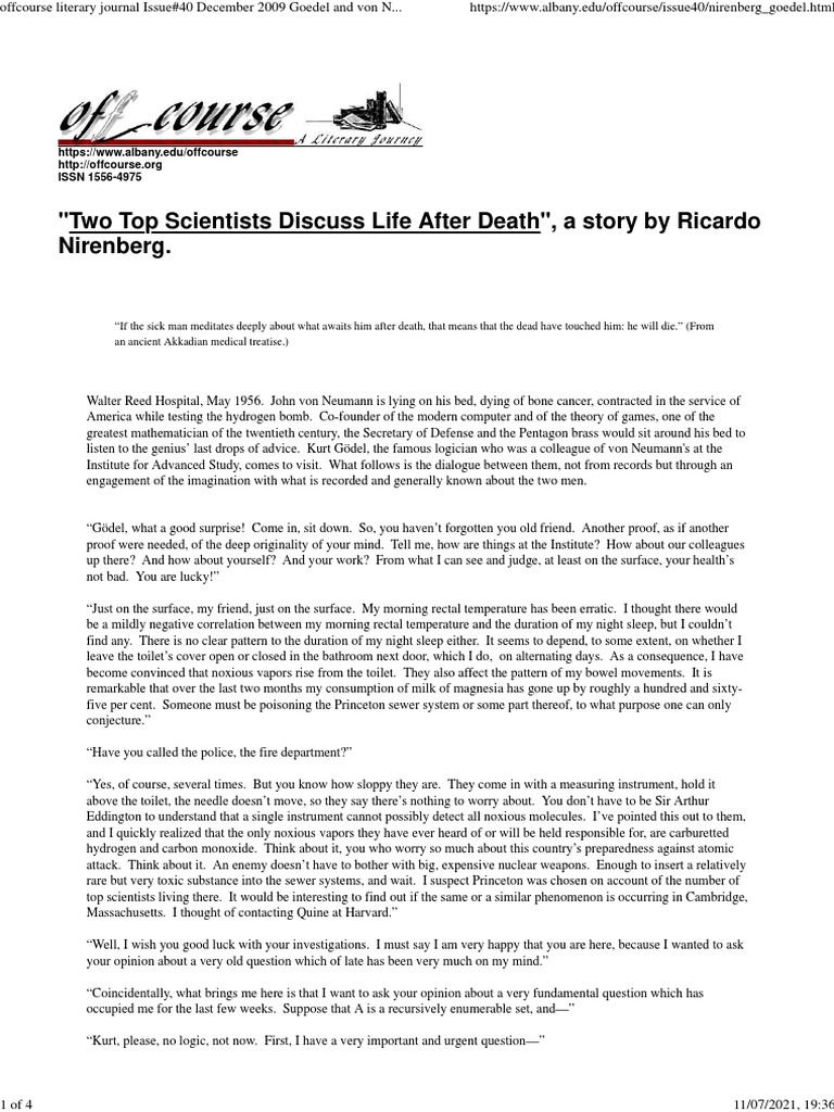 Godel and Von Neumann Reincarnation | PDF | Plato | Death