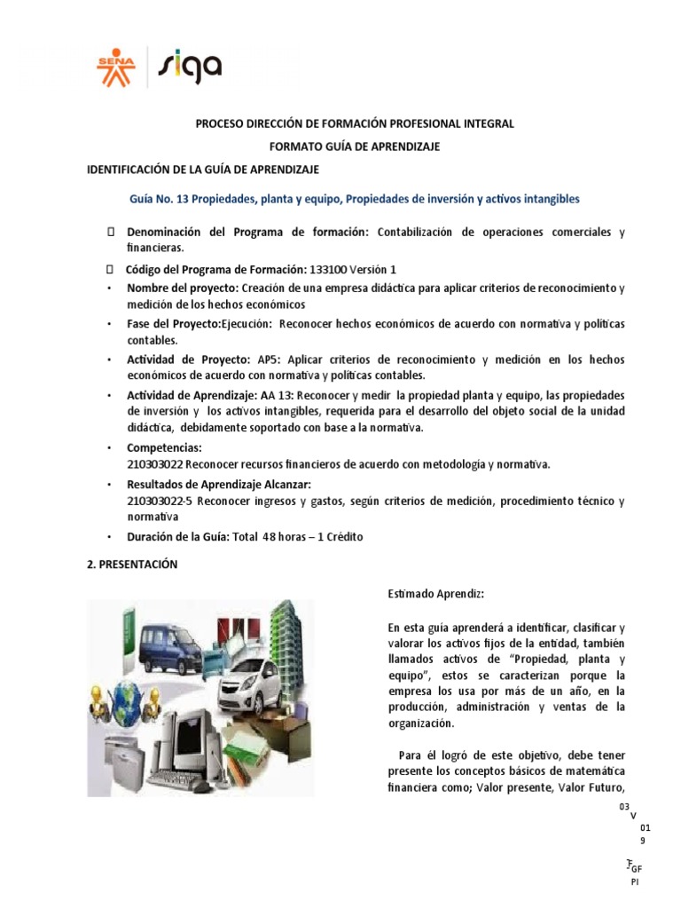 Guía No. 13 Propiedad Planta y Equipo, Propiedades de Inversión ...