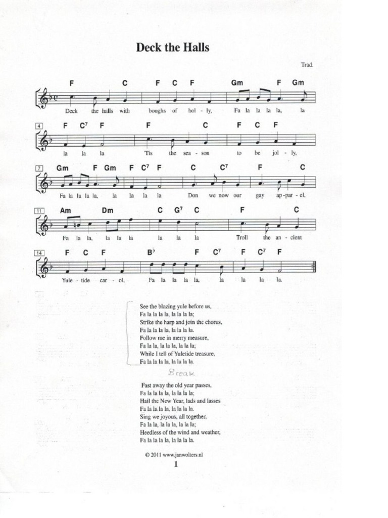 DECK THE HALLS-Melody and Chords | PDF
