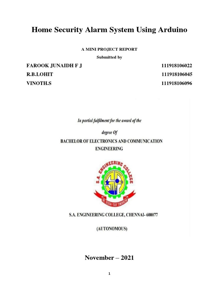 Home Security Alarm Using Arduino PIR Sensor | PDF | Security Alarm ...