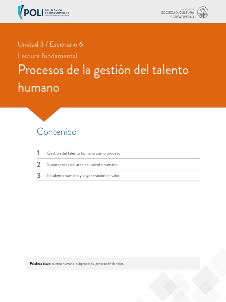 Procesos de La Gestion Del Talento Humano 6 | PDF | Gestión del talento | Gestión de recursos ...