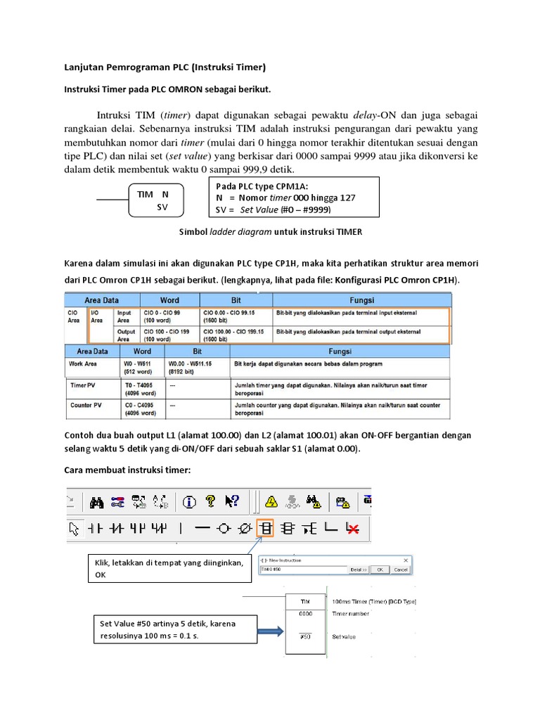Instruksi Timer PLC OMRON CP1H | PDF