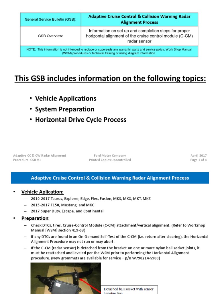 Ford Adaptive Cruise Control Radar Setup | PDF | Radar | Vehicles