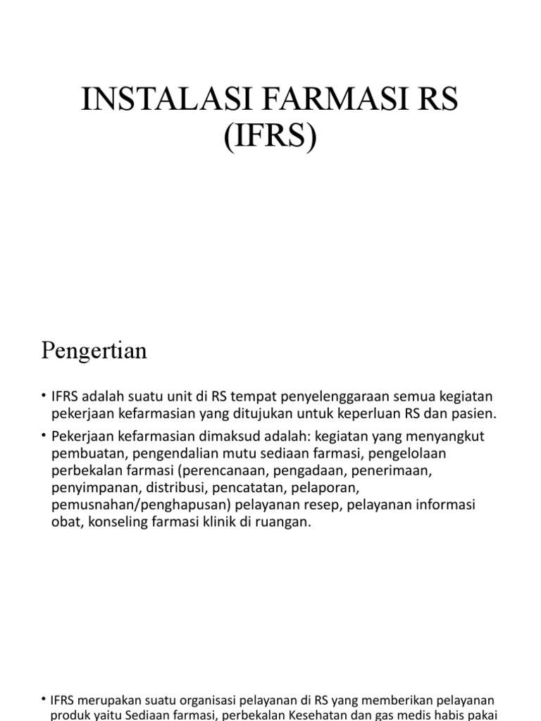 Instalasi Farmasi Rs Ifrs Dan Formularium Rs Pdf