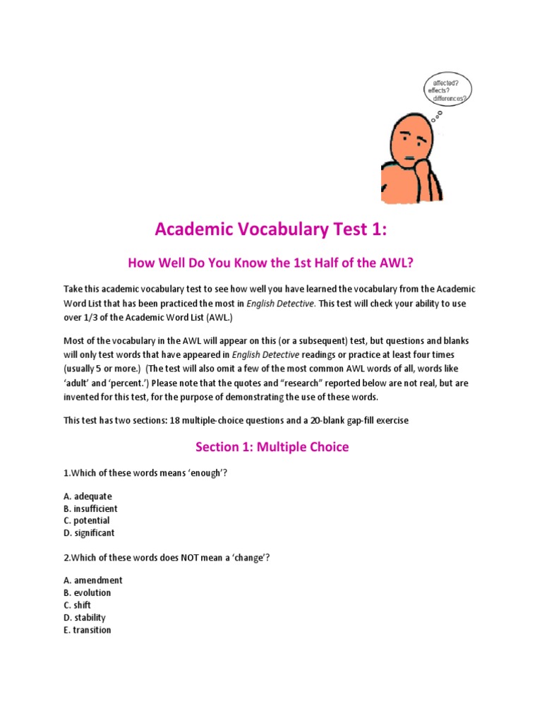 Academic Vocabulary Test 1 | Download Free PDF | Marketing | Accuracy ...
