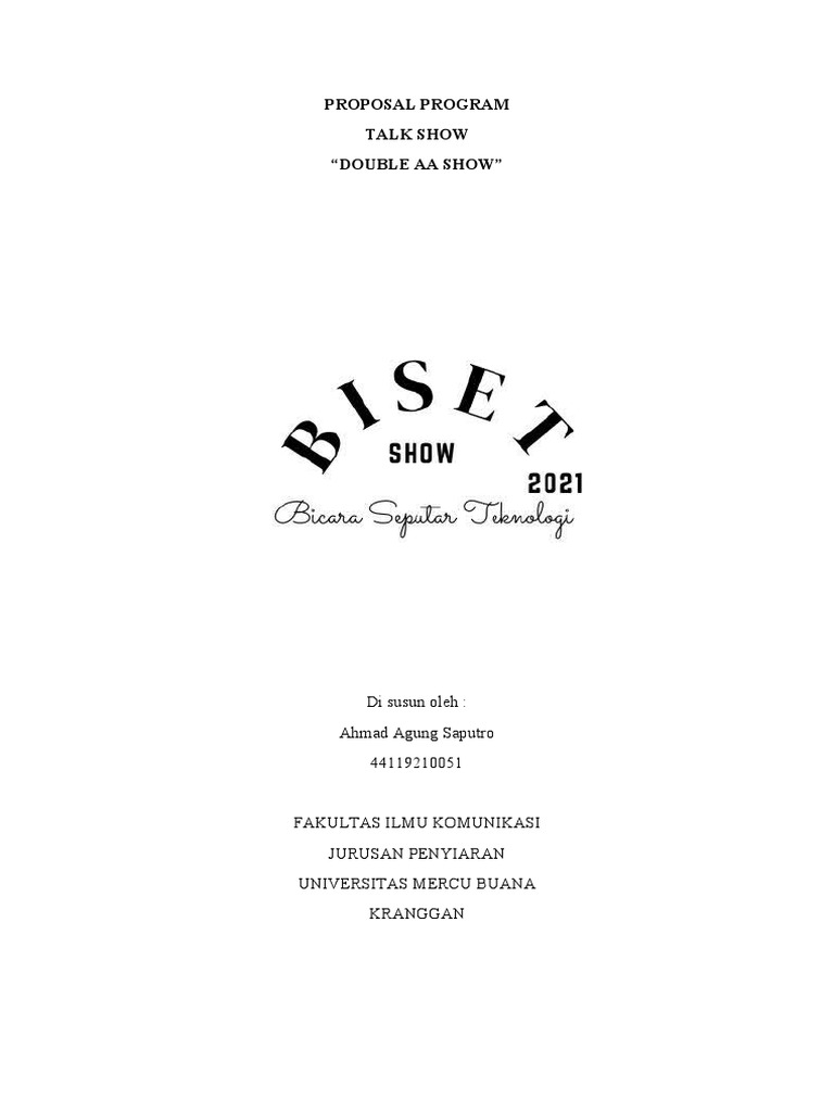 PROPOSAL PROGRAM Talkshow | PDF