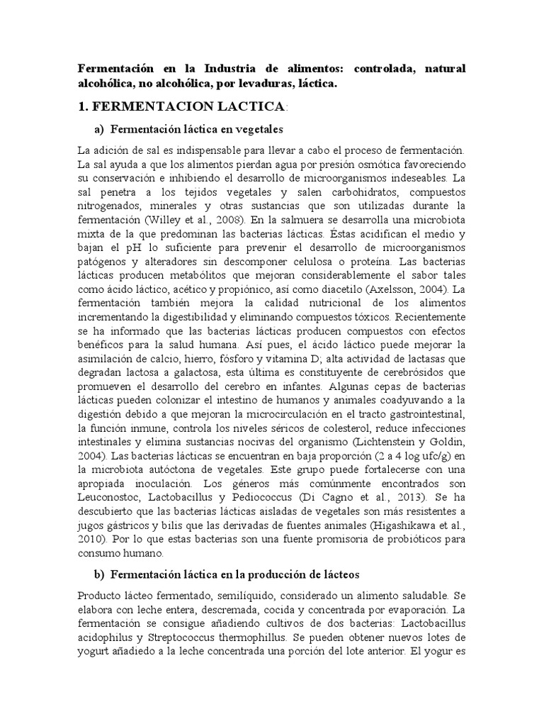 Fermentación Láctica y Alcohólica | PDF | Yogur | Biología