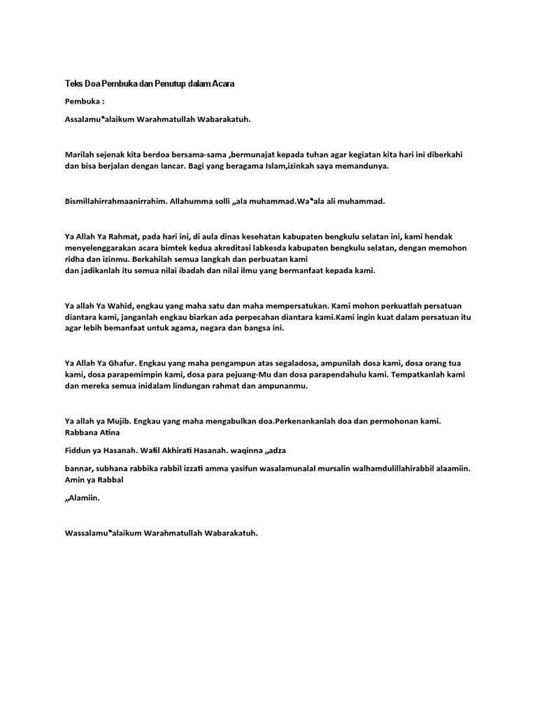 Doa Bimtek | PDF