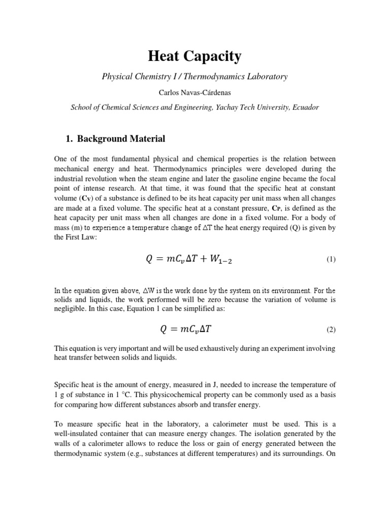 Practice 4 - Heat Capacity | PDF | Heat | Heat Capacity