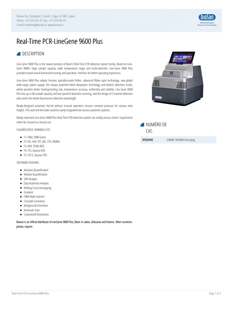 Real Time PCR Linegene 9600 Plus | PDF | Real Time Polymerase Chain ...