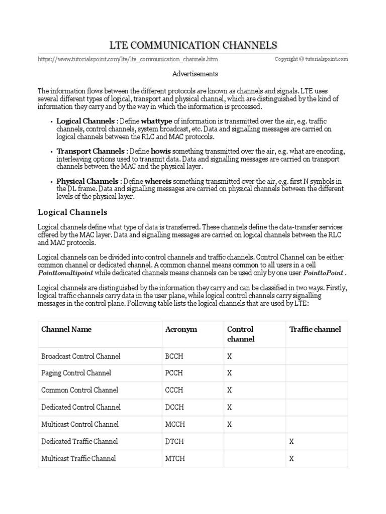 Lte Communication Channels | PDF | Electronics | Information And Communications Technology