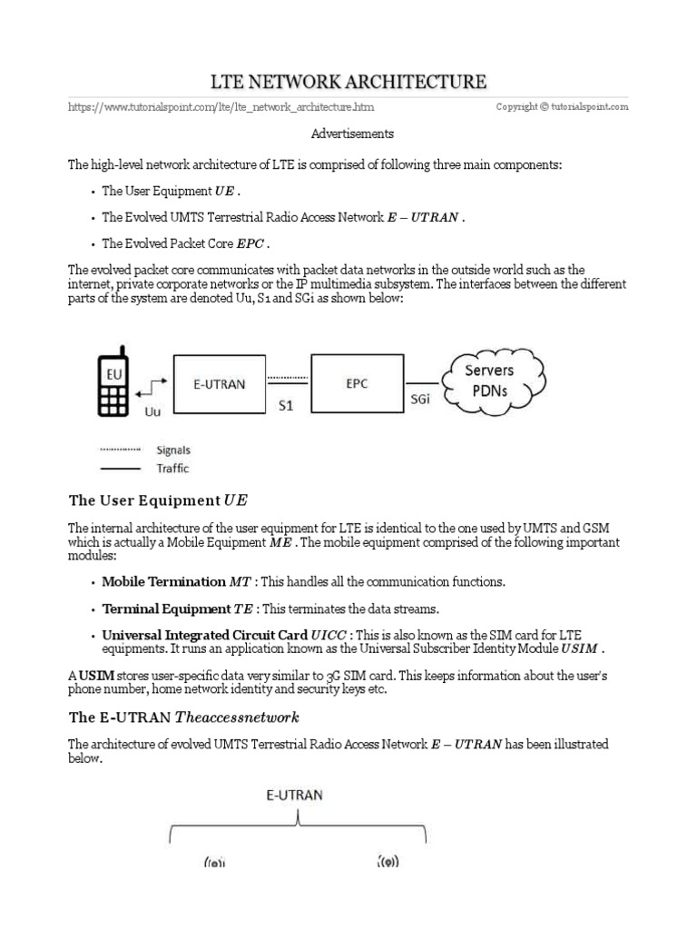 Lte Network Architecture | PDF | Wireless | Internet Protocols