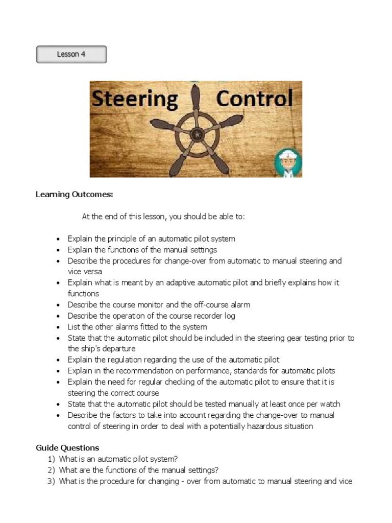 Steering Control | PDF | Rudder | Steering